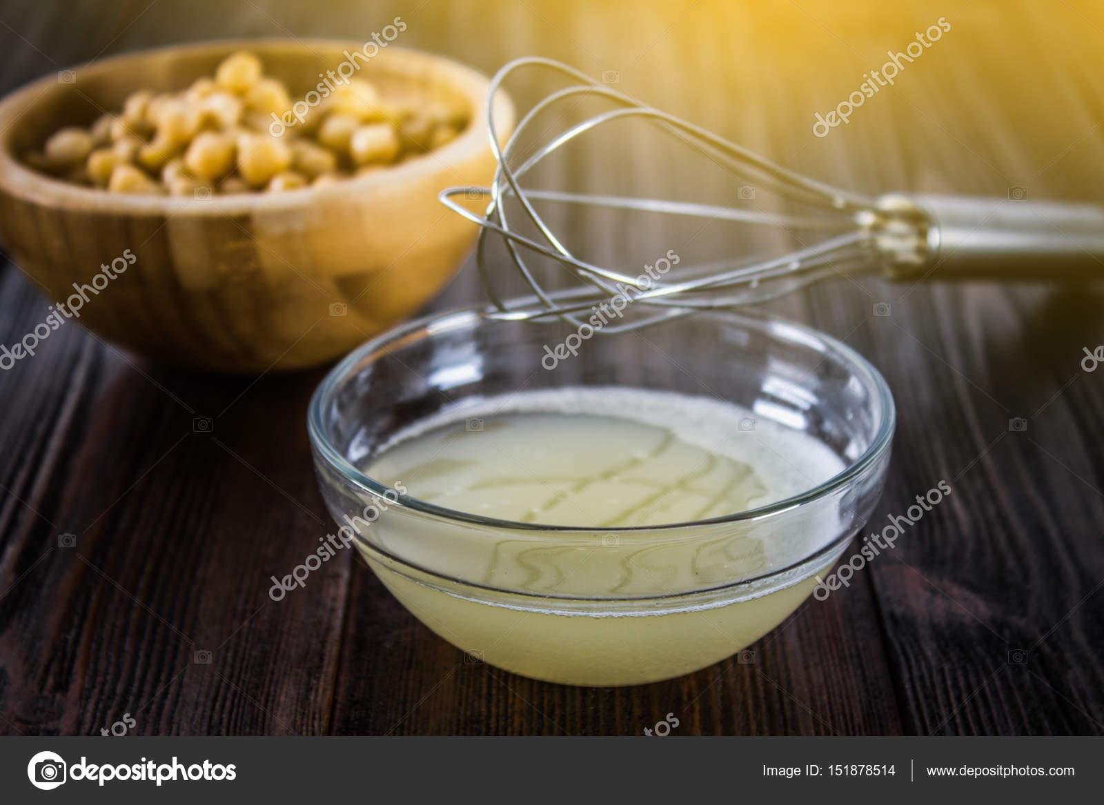Chickpea liquid water brine draining. Vegan Aquafaba. — Stock Photo ...