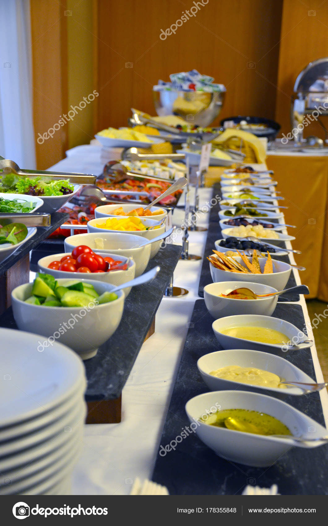 Buffet line of lunch and dinner.Buffet self-service food — Stock Photo ...
