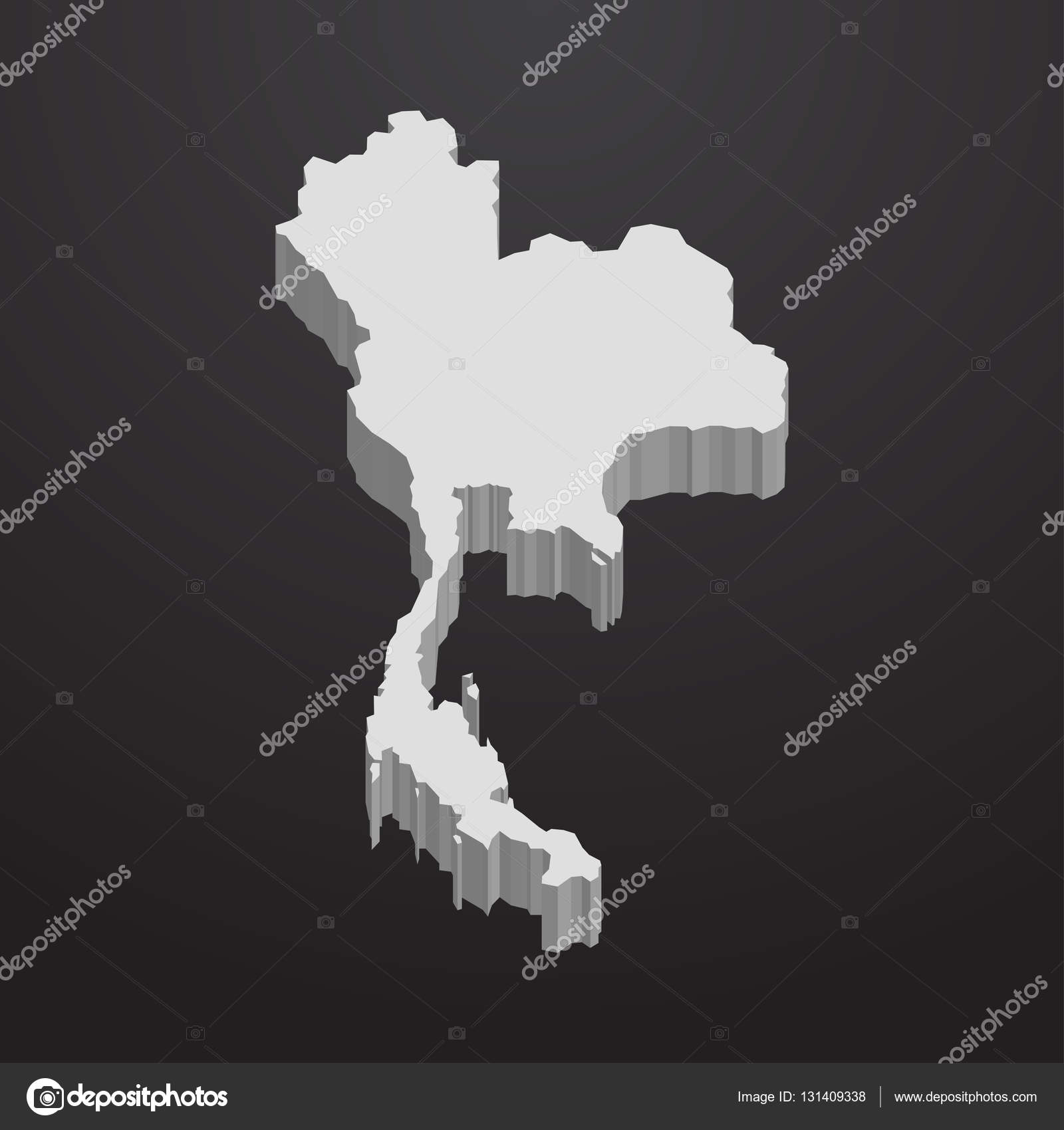 Thailand map in gray on a black background 3d Stock Vector Image by ...