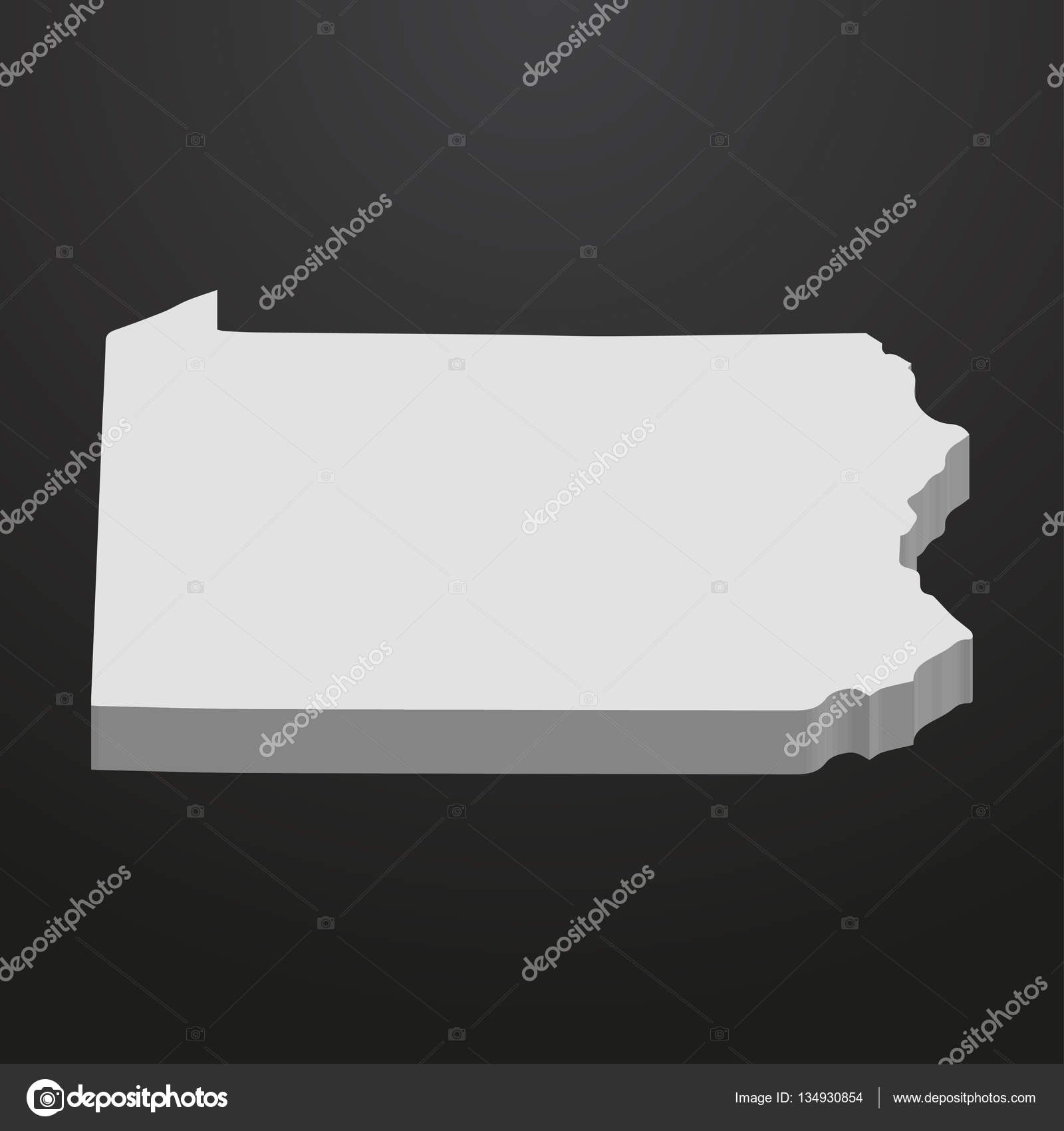Pennsylvania State map in gray on a black background 3d — Stock Vector ...