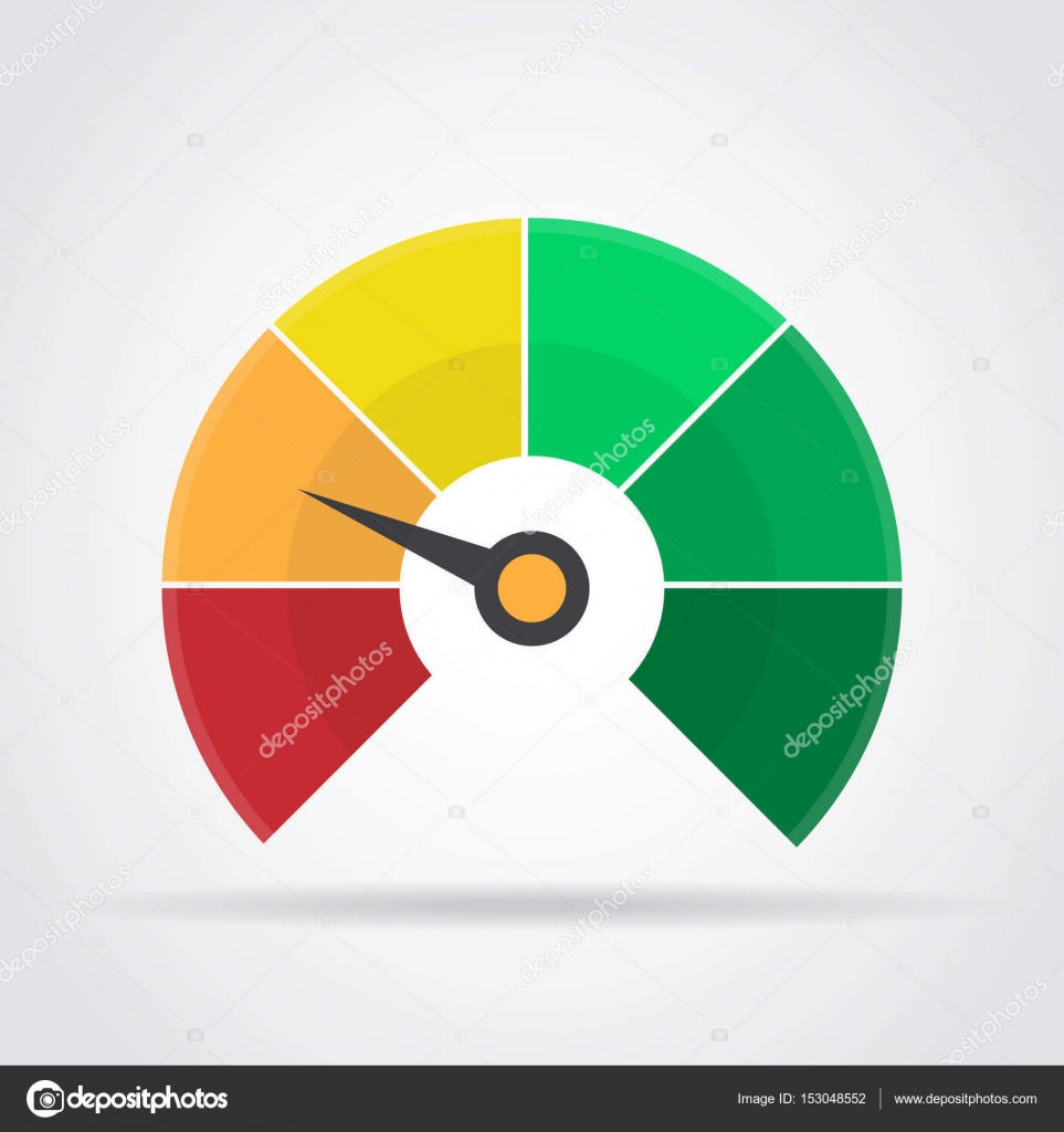 Speedometer icon. Colorful infographic gauge element with shadow Stock ...