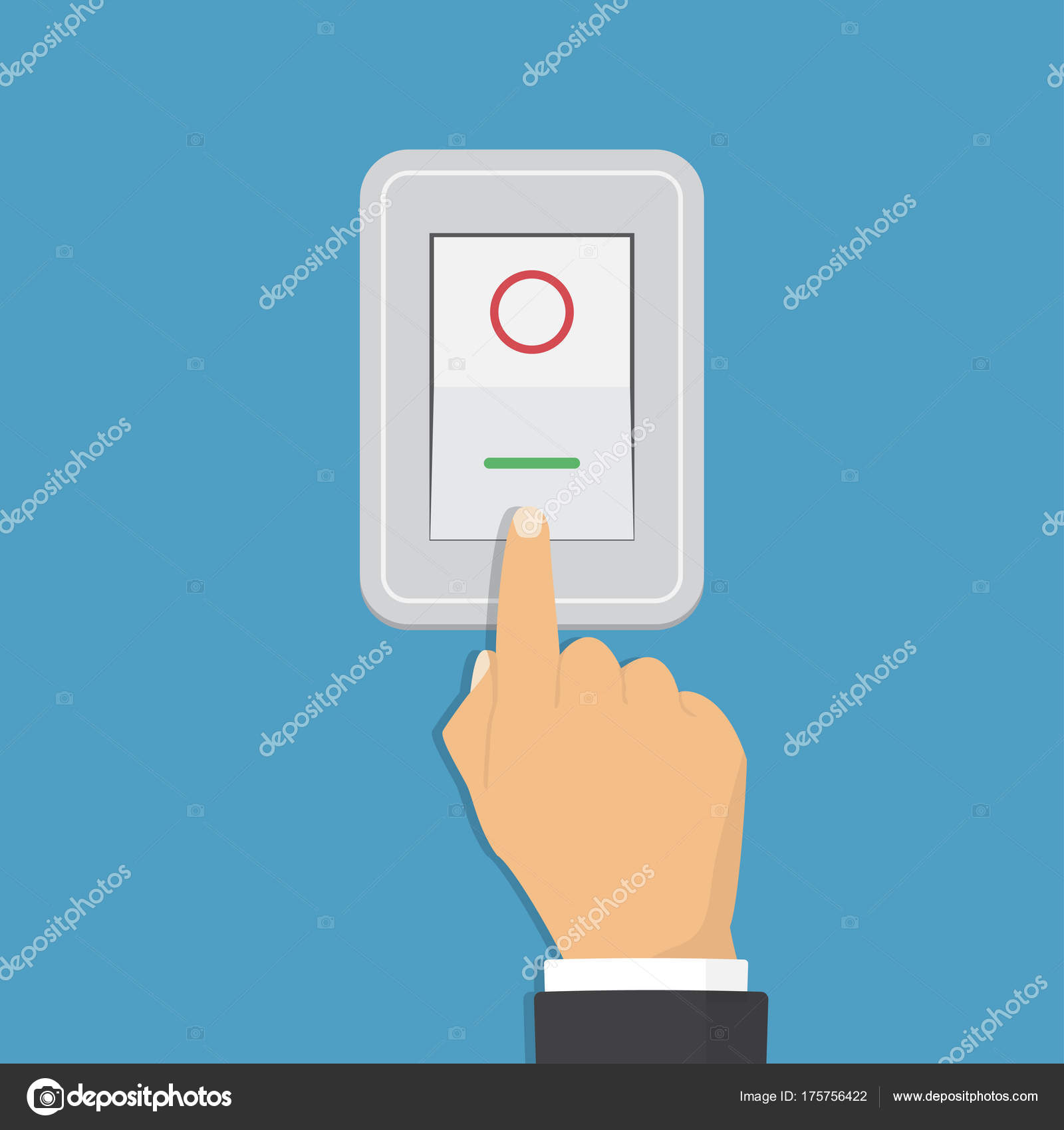 Toggle switch. Electric control concept. Vector graphic design. Isometric icon. Hand turning on ...
