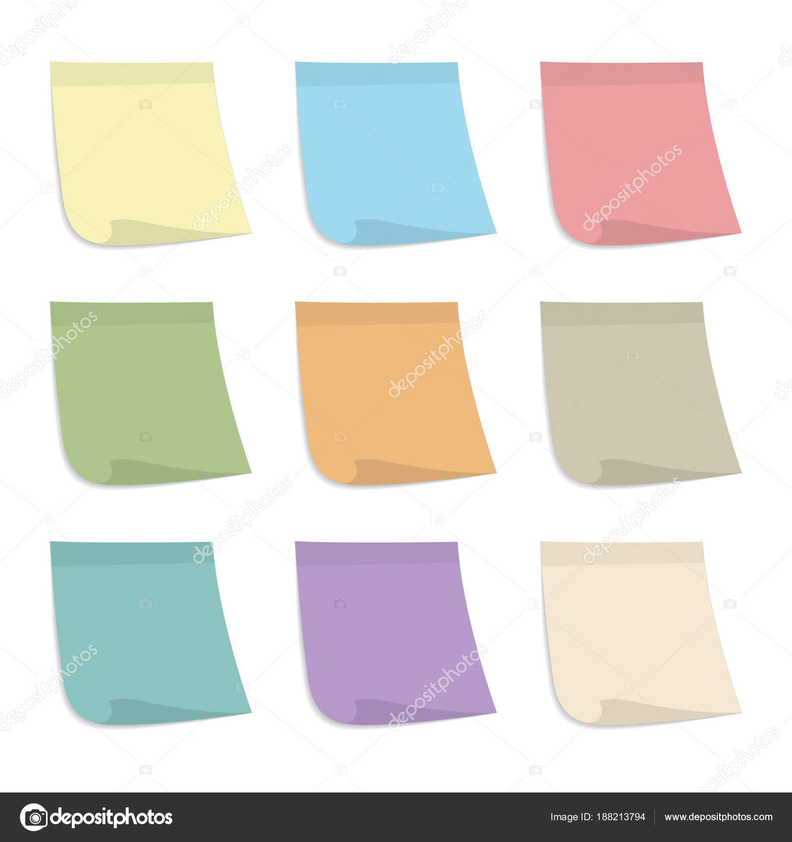 Set of sticky notes with flat and pastel color design Stock Vector by ...