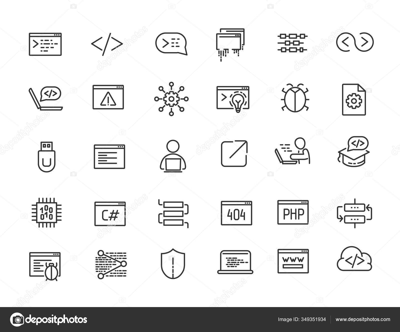 Set Linear Programming Icons Software Icons Simple Design Vector ...