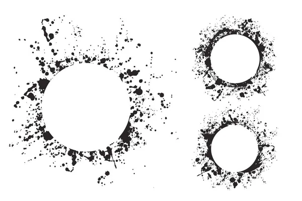 Splatter gold round frame backgrounds paints set with golden splash on ...