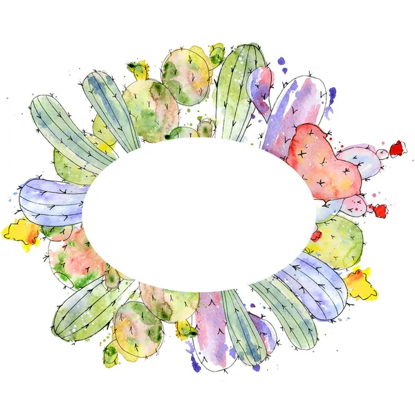 Tropical cactus arrangements, borders, frames watercolor cacti print ...
