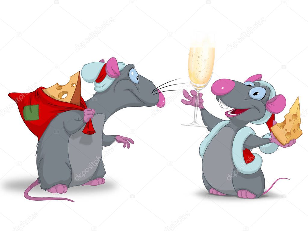 Símbolo de rata de Navidad de 2020, rata con bolsa de queso de Navidad ...