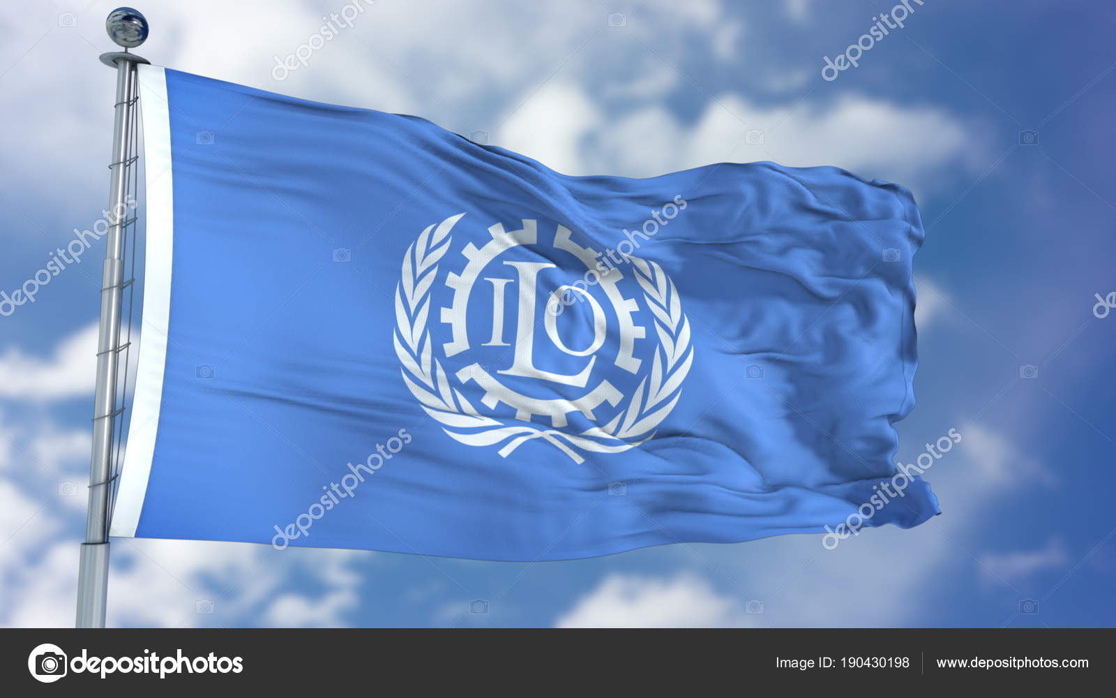 Organización Internacional del Trabajo OIT ondeando bandera — Foto ...