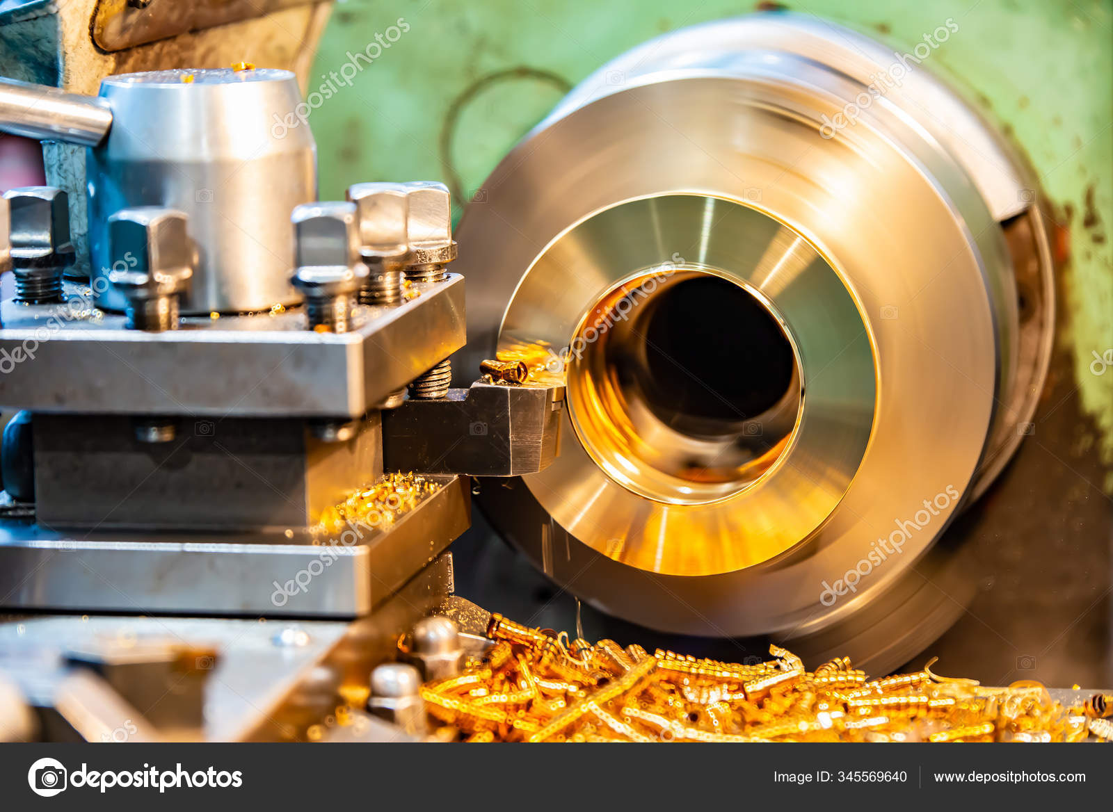 Bronze on a lathe, processing and manufacturing of parts from brass on ...