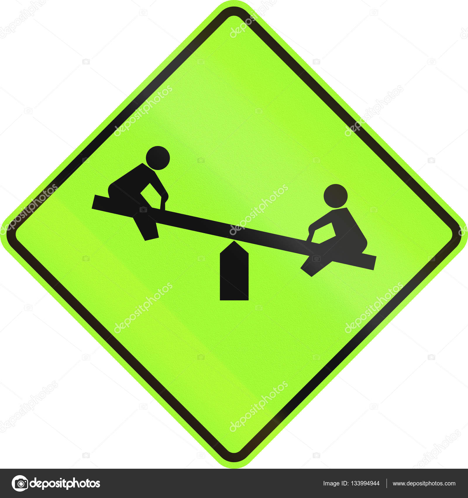 United States MUTCD warning road sign - Playground — Stock Photo ...