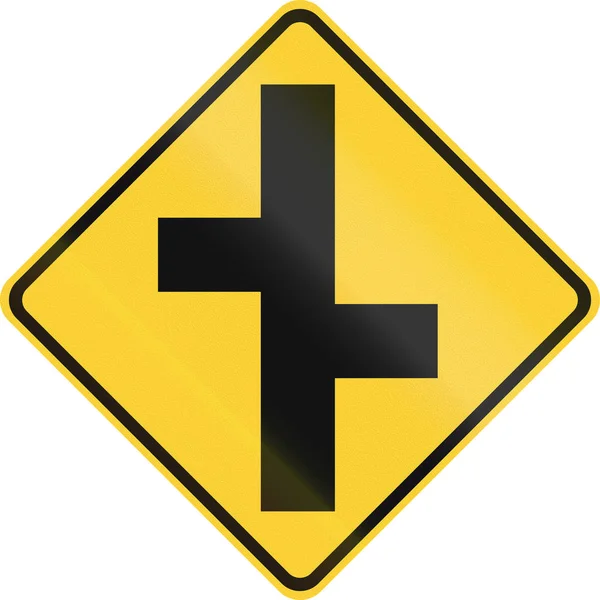 United States MUTCD warning road sign - T-Intersection — Stock Photo ...