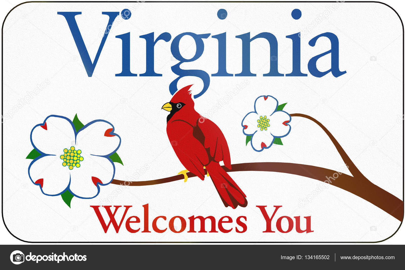 Road sign used in the US state of Virginia - Virginia welcomes you ...