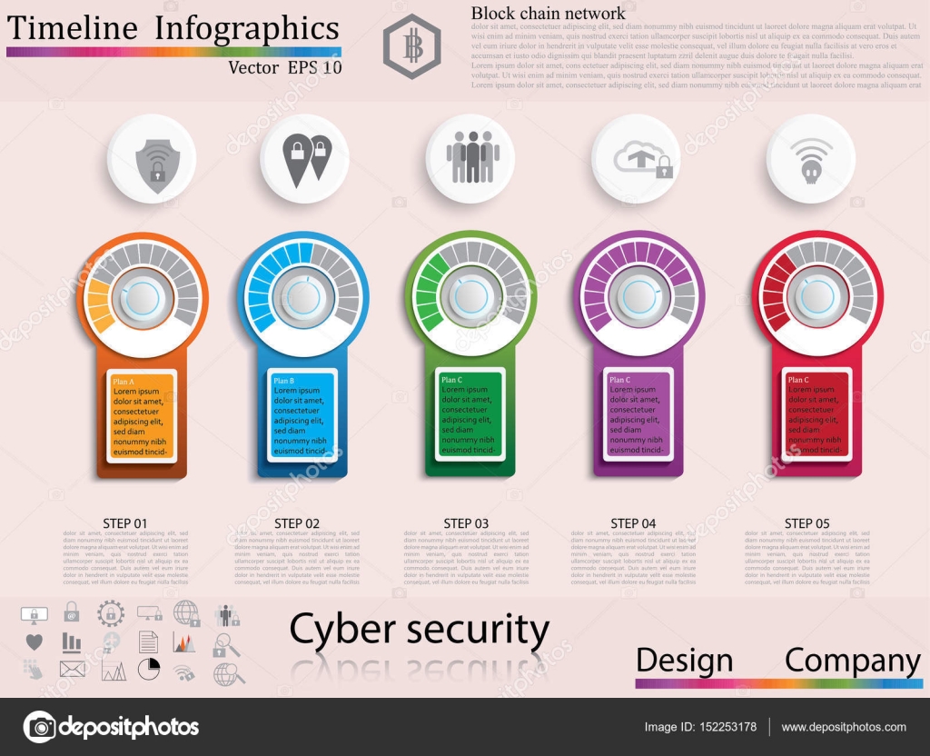 Timeline infographics,cyber security concept,icon set Stock Vector ...