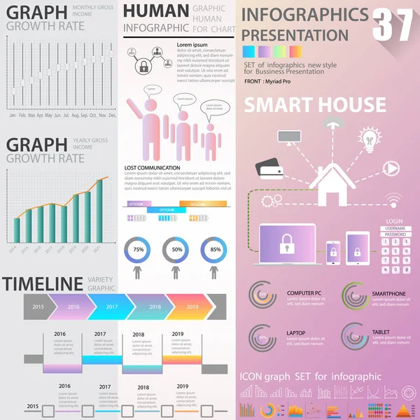 Business graphics data element templates sets, chart , graph , timeline ...