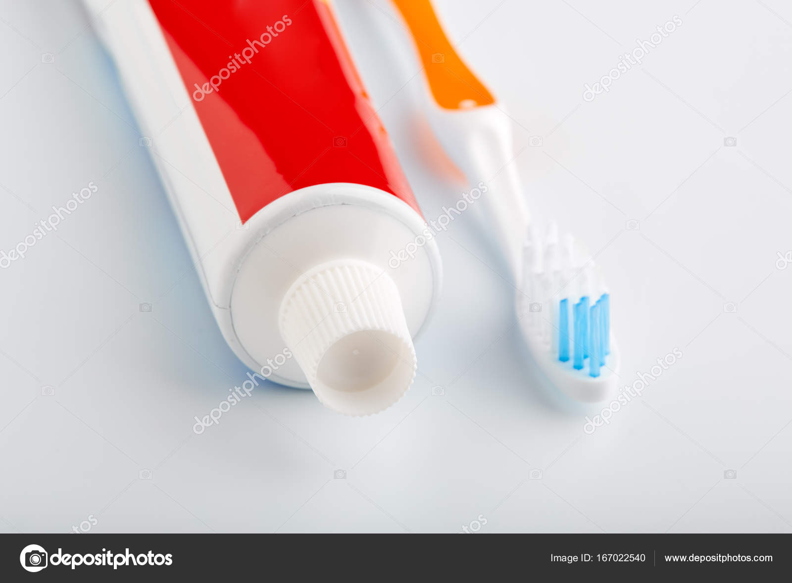 Toothbrush And toothpaste isolated on white. Dental floss. Health and ...