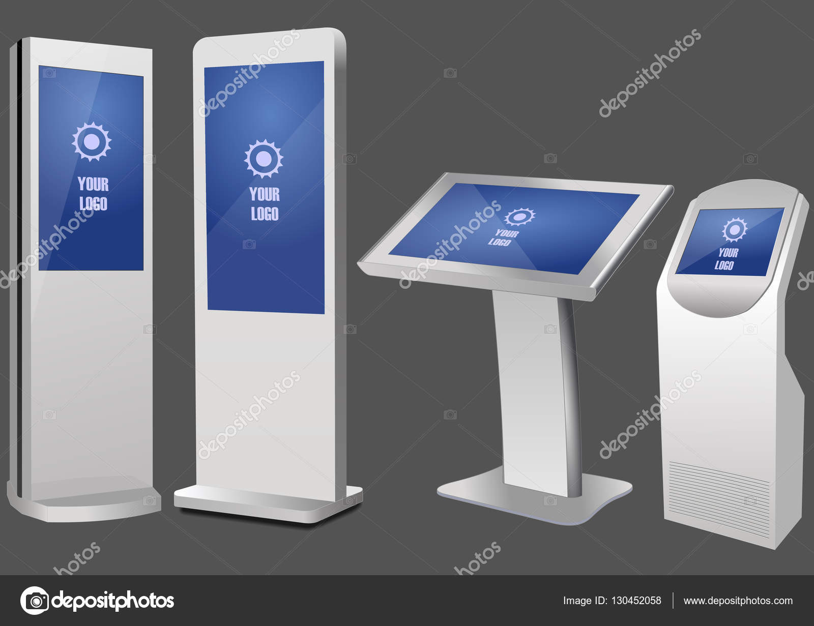 Set of Promotional Interactive Information Kiosk, Advertising Display, Terminal Stand, Touch ...