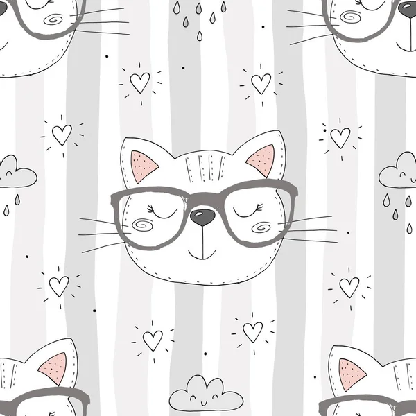 Cute hand drawn cats colorful seamless pattern background Stock Vector Image by ©i.boiko08.gmail ...