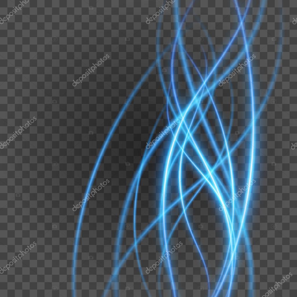 Smooth light blue lines on transparency background vector illustration ...