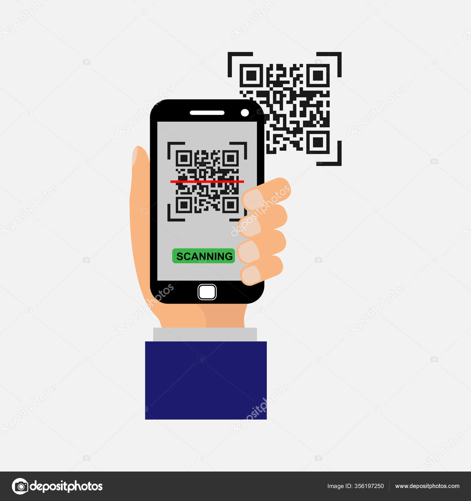 Vector Icon Smartphone Your Hand Scans Code Simple Flat Design Stock ...