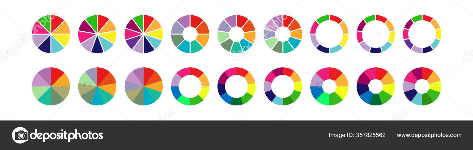 Set Colored Pie Charts Steps Sections Illustrate Business Plan ...
