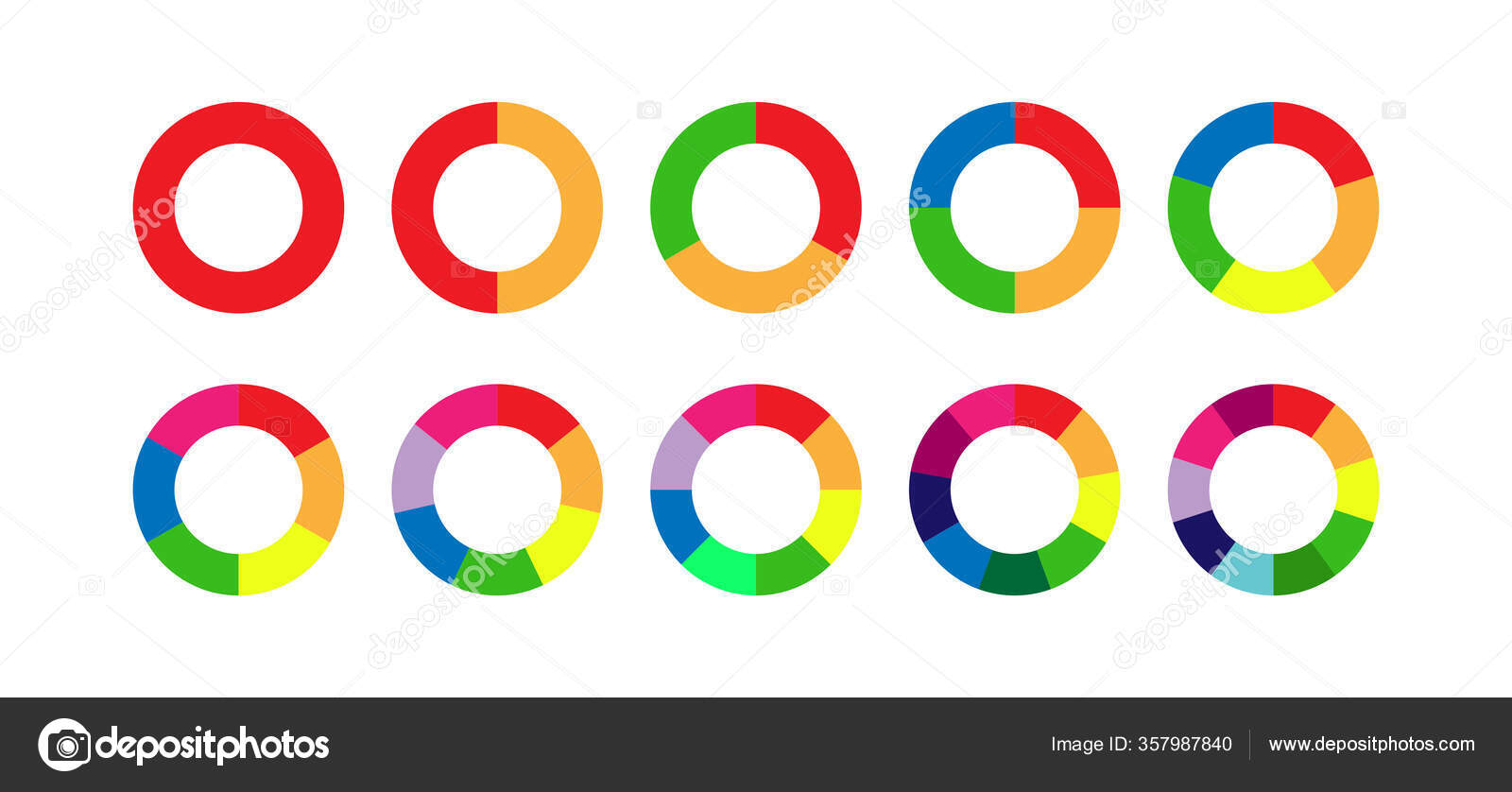 Set Colored Pie Charts Steps Sections Illustrate Business Plan ...