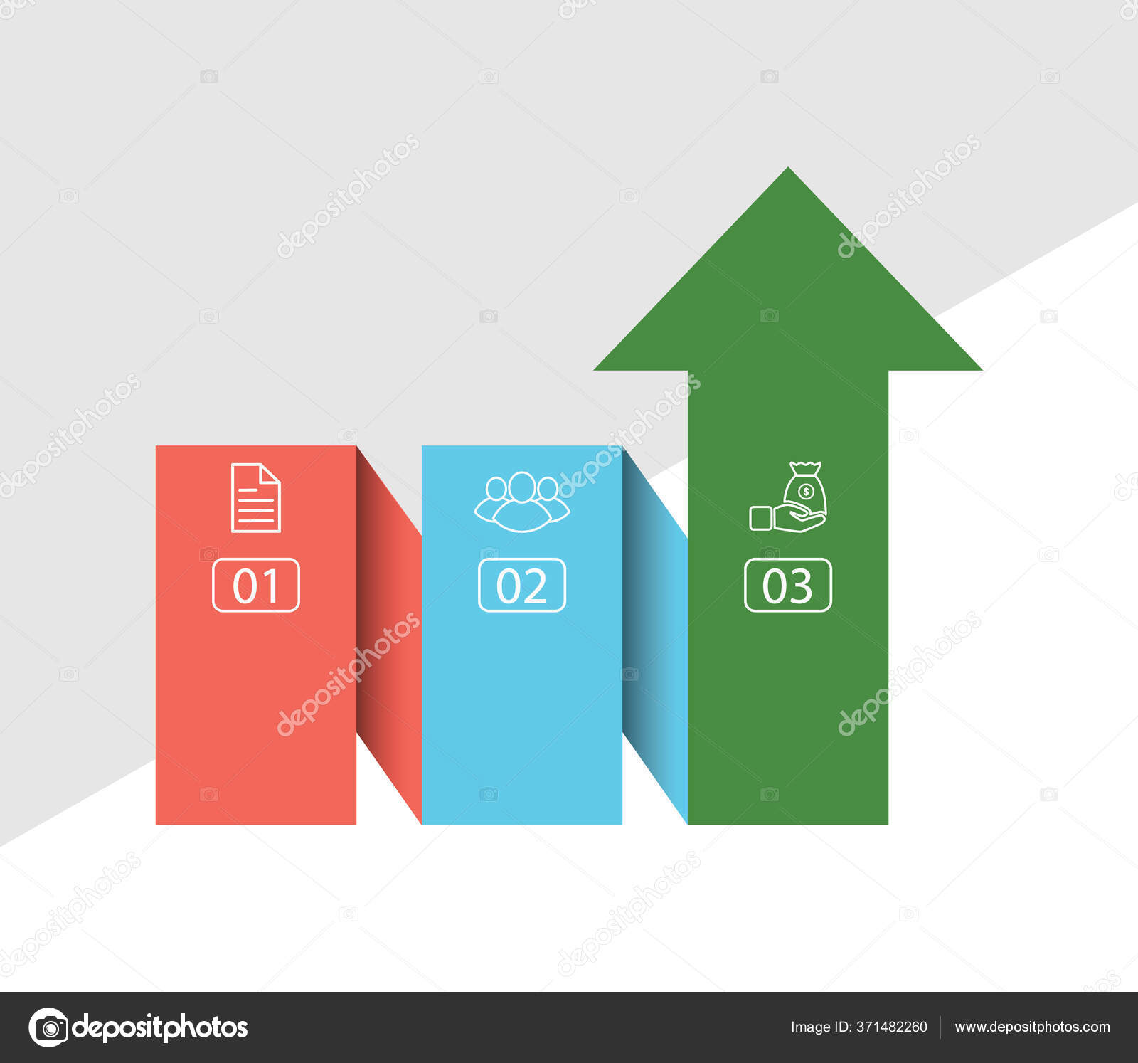 Infografis Templat Vektor Saham Dari Tiga Tahap Untuk Desain Halaman ...