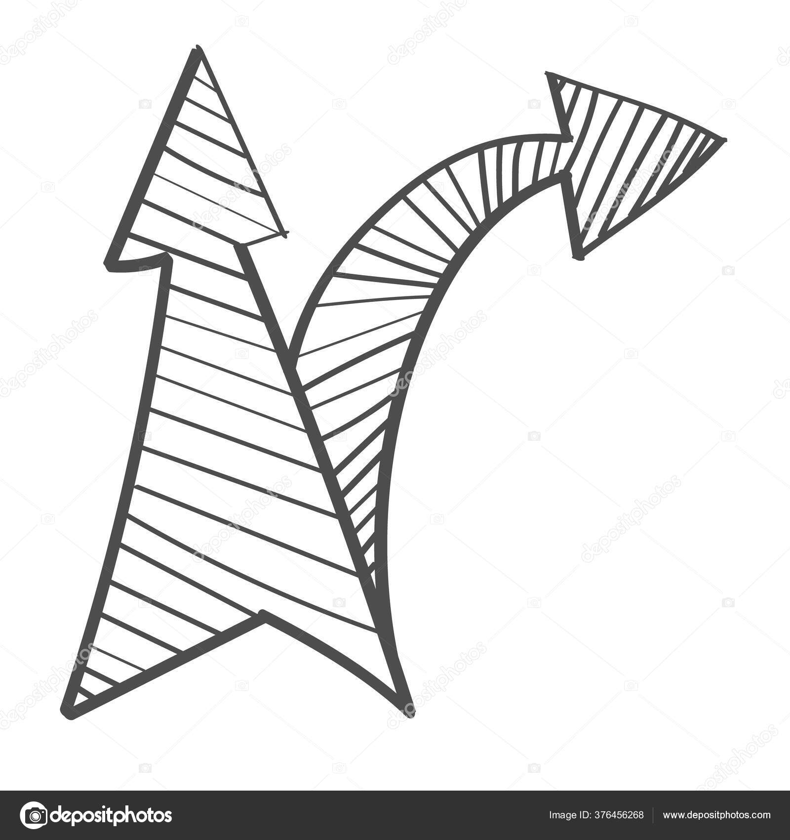 Double Shaded Arrow Vector Drawing Doodle Style Isolated White ...