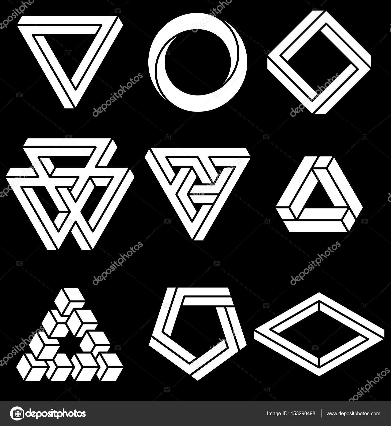Set of impossible shapes. Stock Vector by ©Ann_Zasimova 153290498