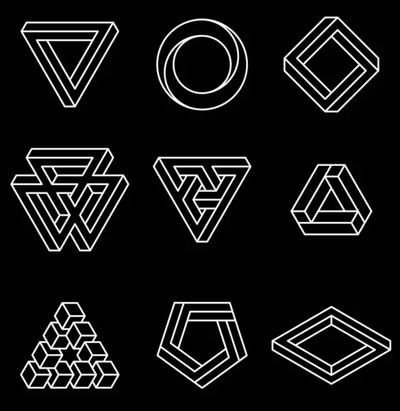 Set of impossible shapes. Optical Illusion. Vector Illustration ...