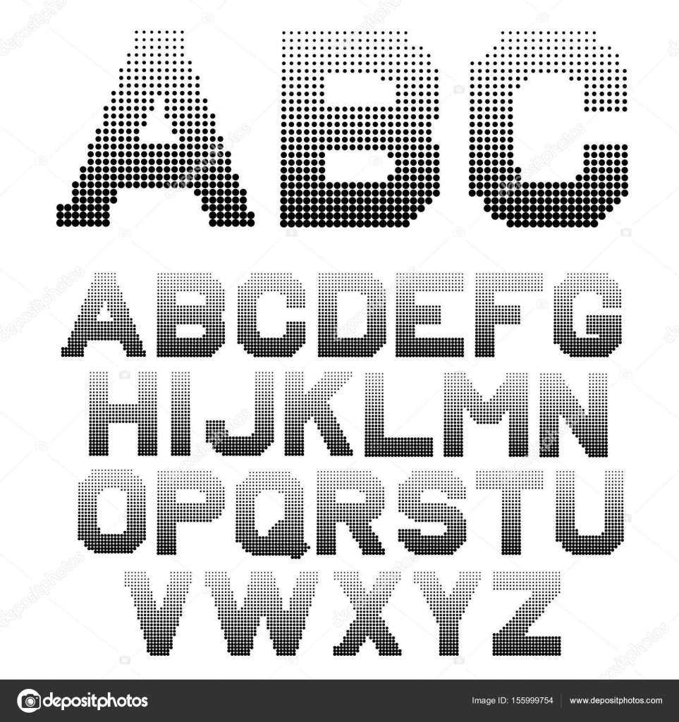Letters halftone effect . Dotted font vector illustration. Stock Vector ...