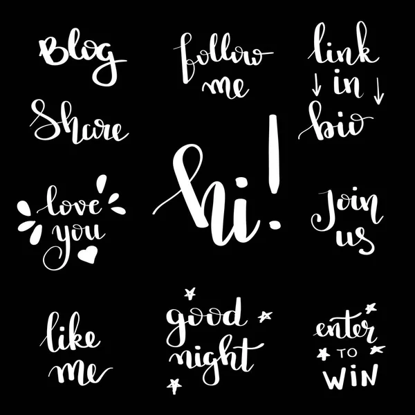 Social network follow me banner designs set. Calligraphy hand drawn ...