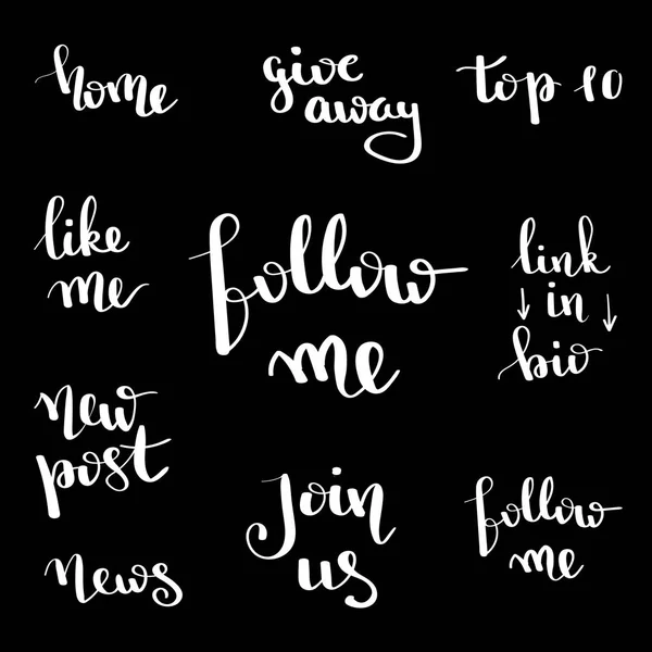 Social network follow me banner designs set. Calligraphy hand drawn ...
