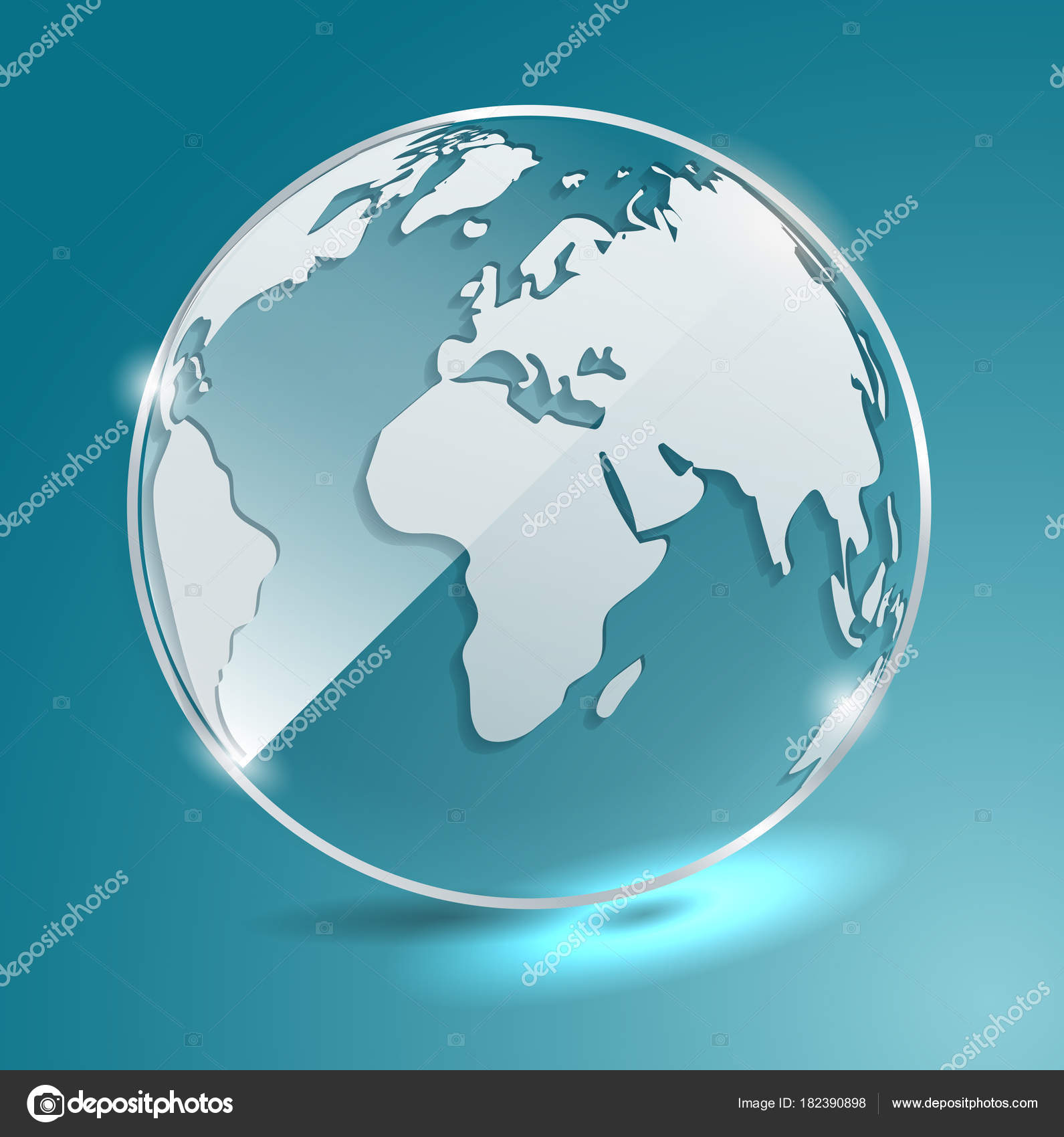 Glass ball with world map. Earth. Geographic map. Globe. Vector banner ...