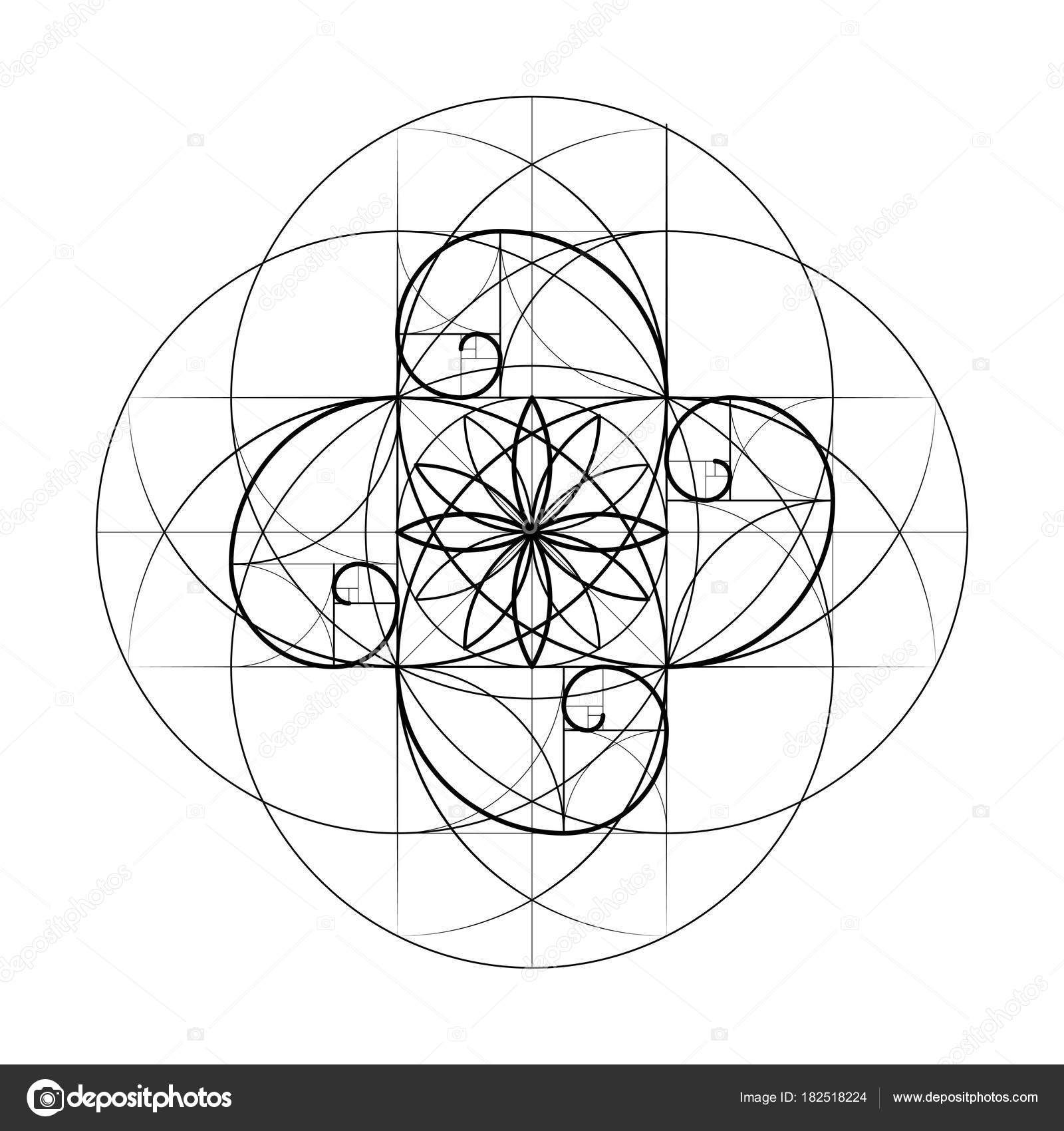Golden Section. Sacred Geometry. Vector symbol at the intersection for ...