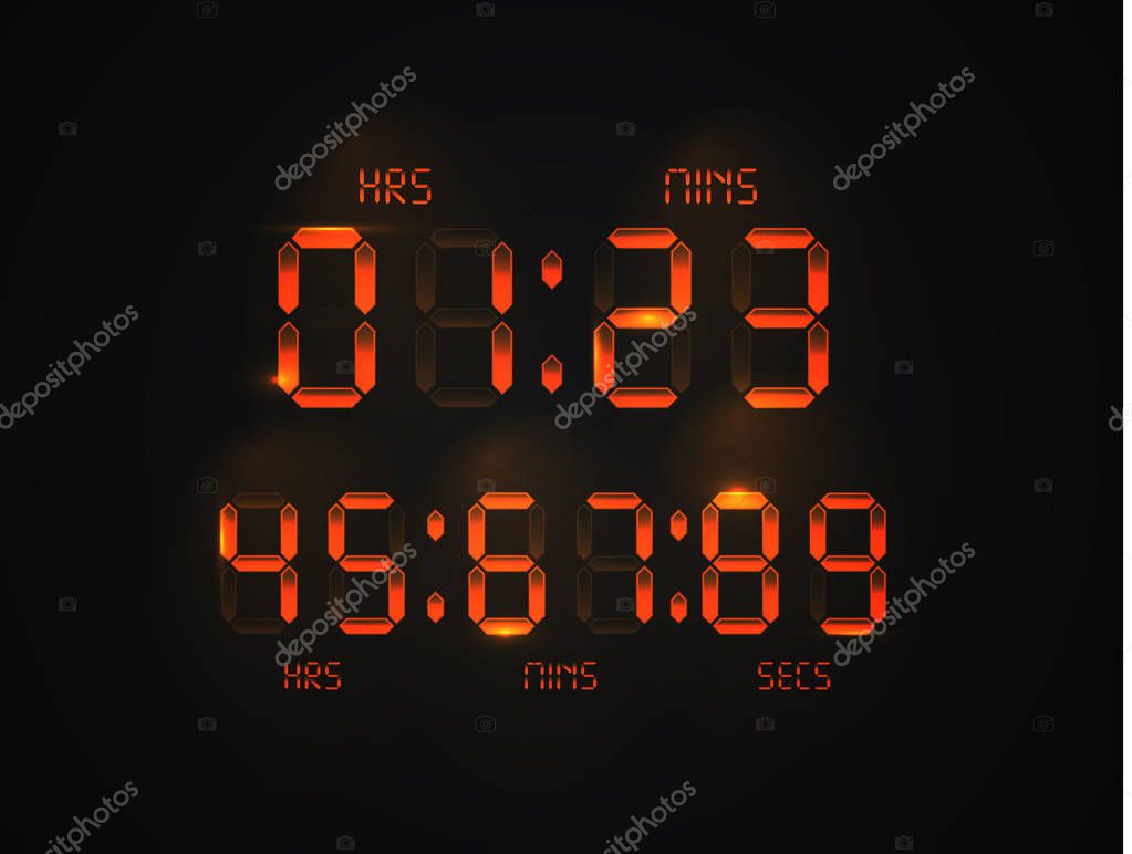 Reloj digital realista. Calculadora de números digitales. Letras de ...