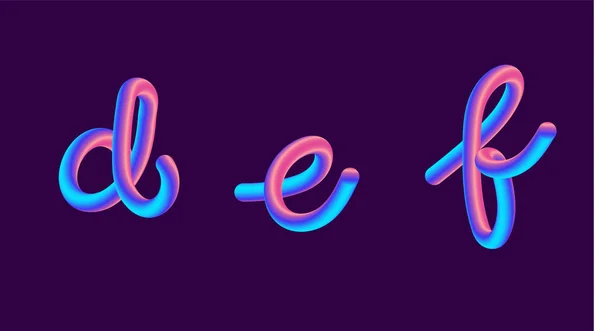 3d gradient lettering holographic. Font set with letter - u, v, w ...