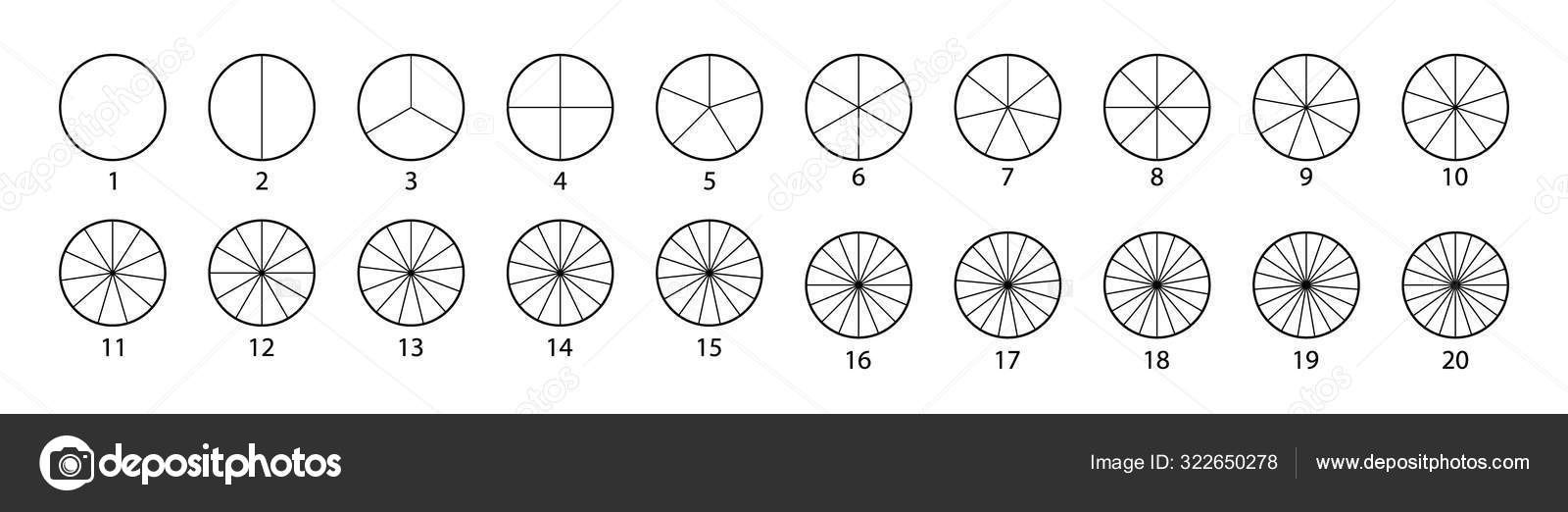 Segmented circles set isolated on a white background.Various number of ... Segmented circles set isolated on a white background.Various number of ...