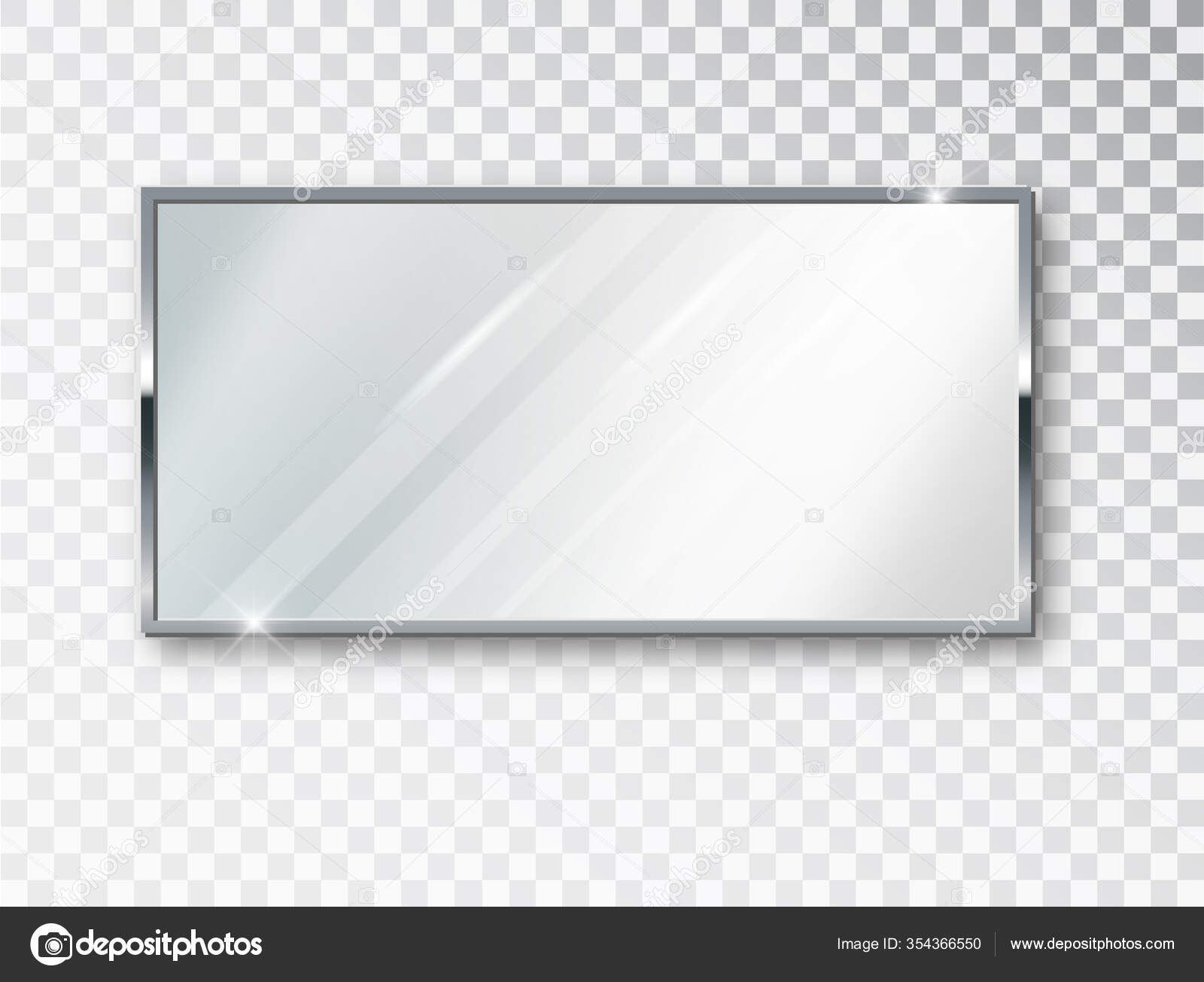 Mirror rectangle isolated. Realistic mirror frame, white mirrors ...