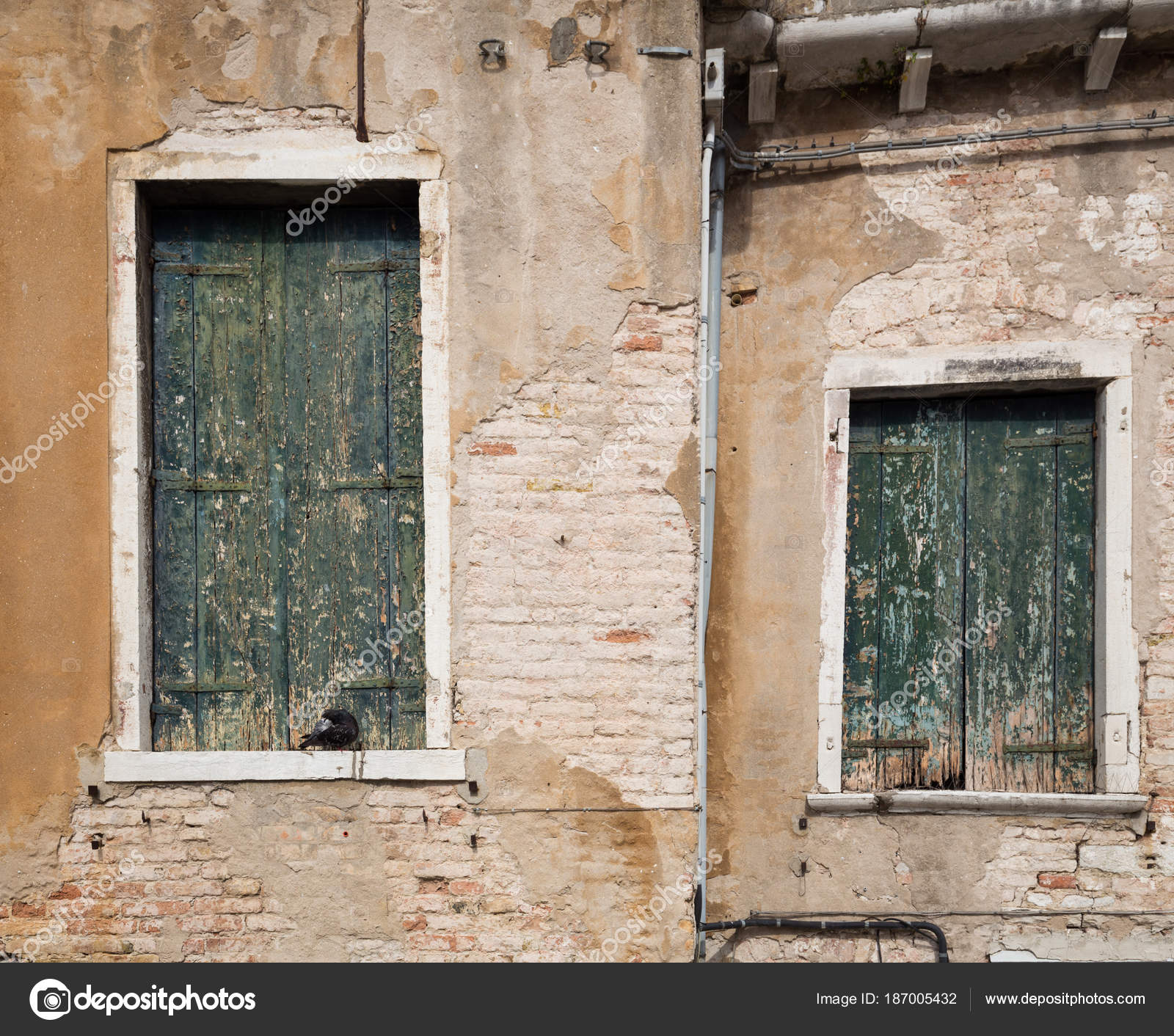 Old Building Facade Wooden Shutters Mediterranean Style Stock Photo by ...