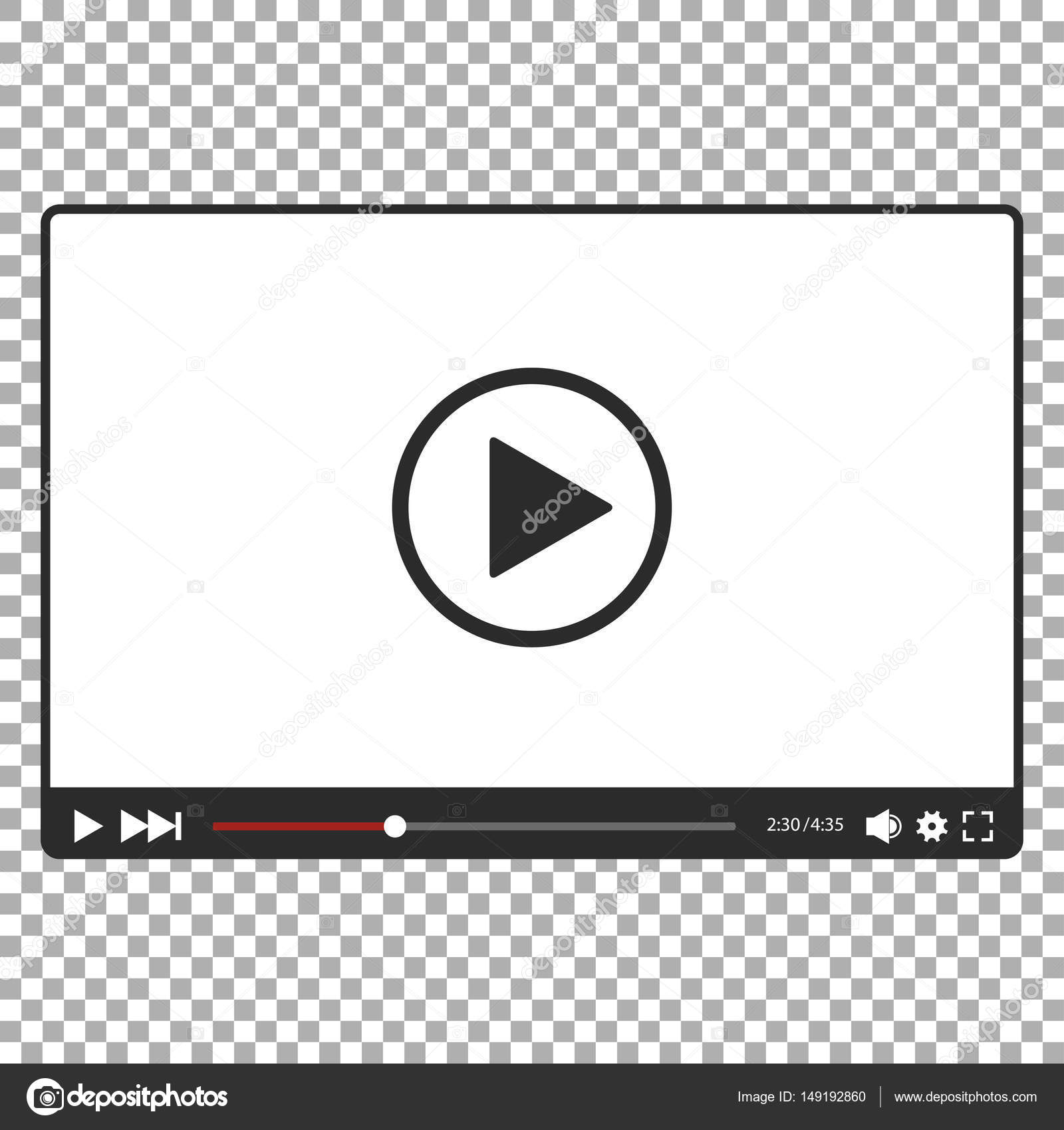 Video player for web in black and white, vector Stock Vector Image by ...