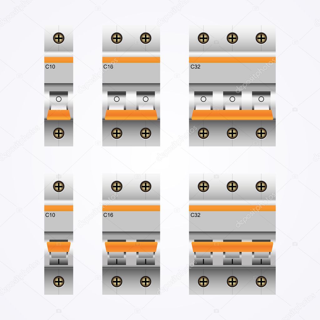 Circuit Breakers Set on White Background. Stock Vector Image by ...