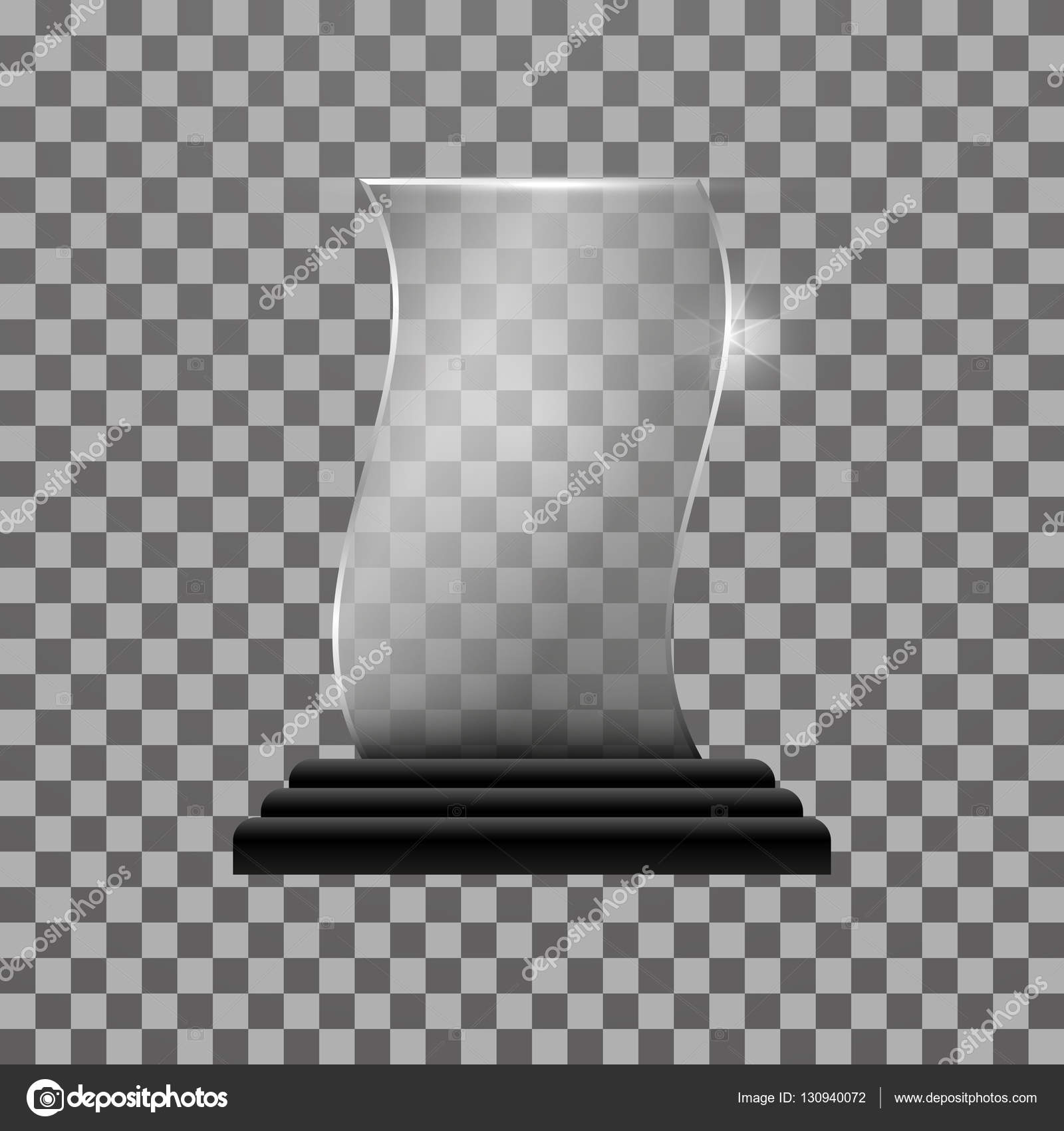 Transparent Glass shiny award. Isolated on dark background. Stock ...