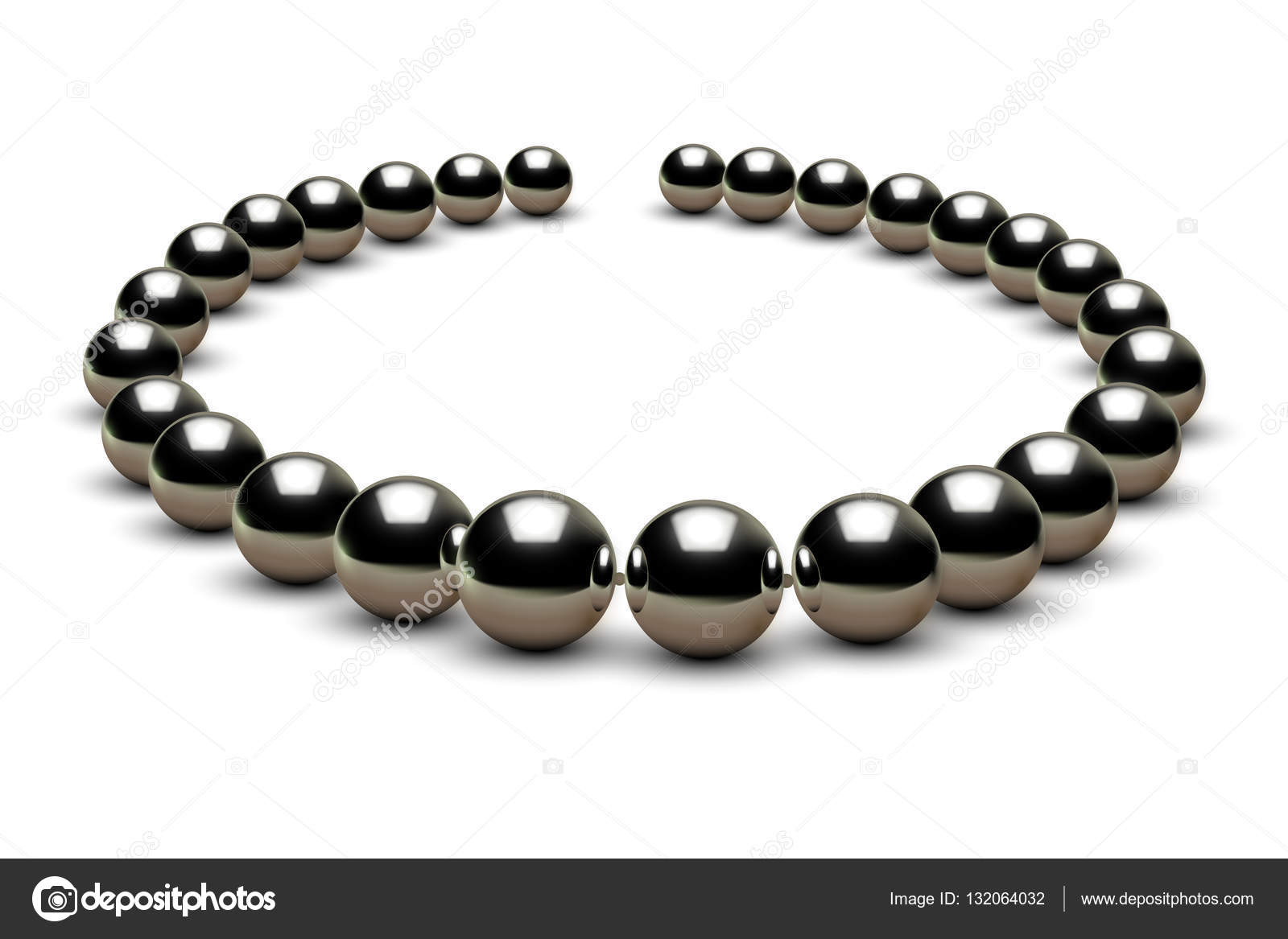 Collar de perlas negras realistas brillantes sobre fondo blanco Vector ...