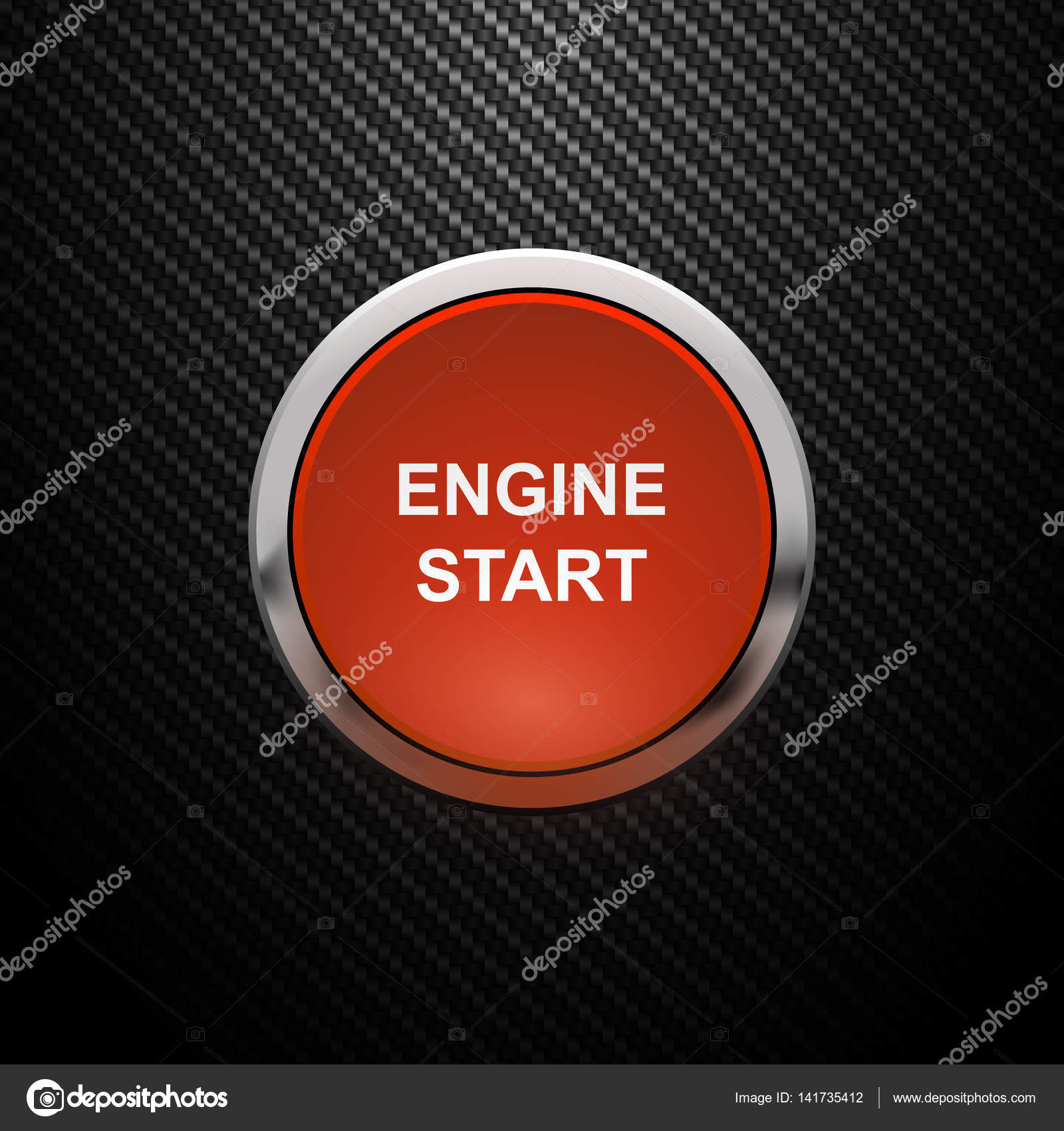 Realistic Engine start button on carbon background Stock Vector Image ...