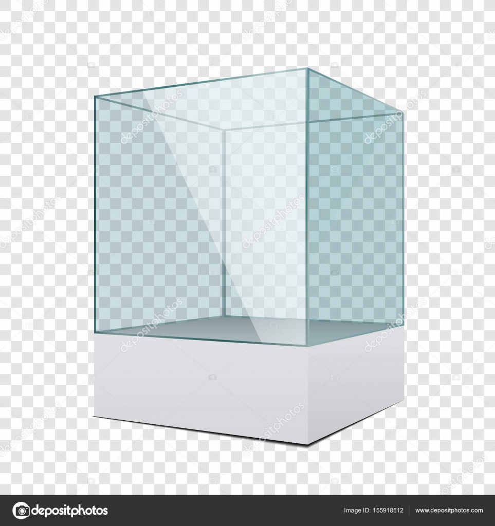3d empty transparent glass showcase with podium — Stock Vector ...
