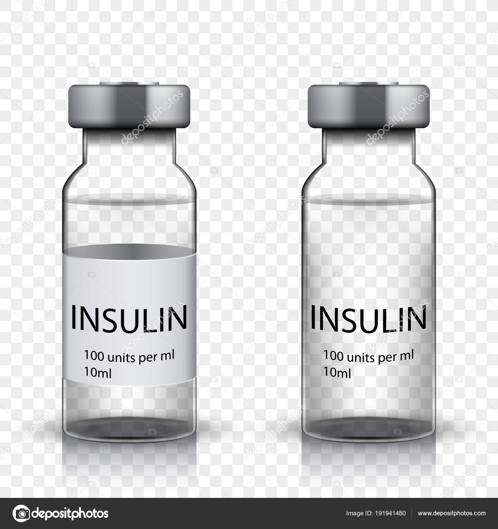 Transparent Glass Medical Vial Insulin Vector Illustration Stock Vector ...