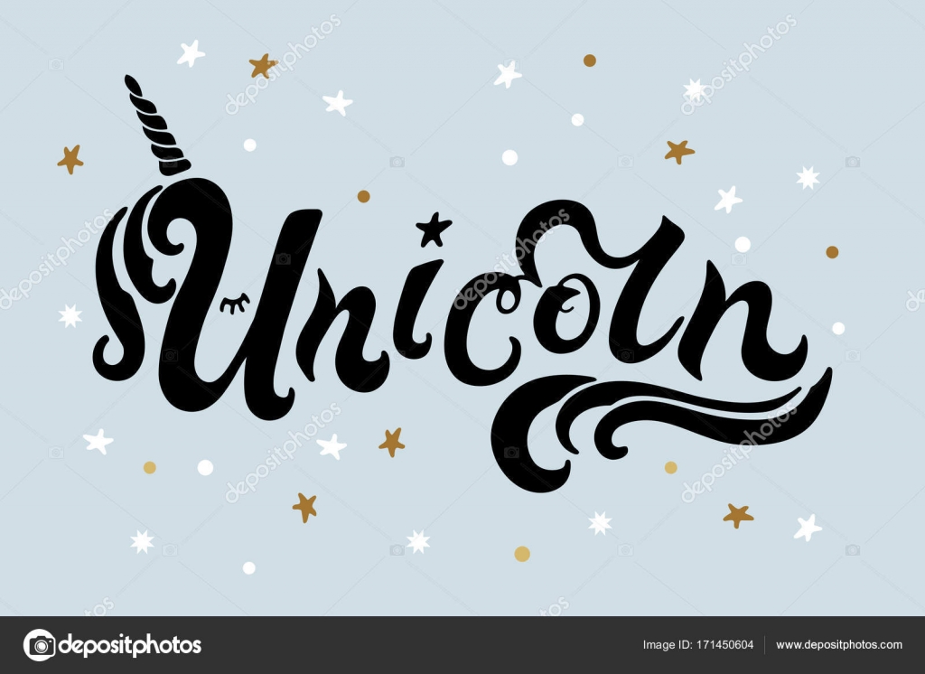 Hand drawn Unicorn lettering Stock Vector by ©NataliaVarlamova 171450604