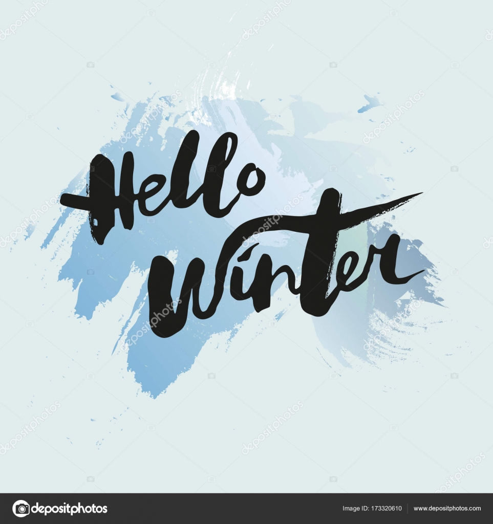Handwritten modern lettering Hello winter. Stock Vector by ...