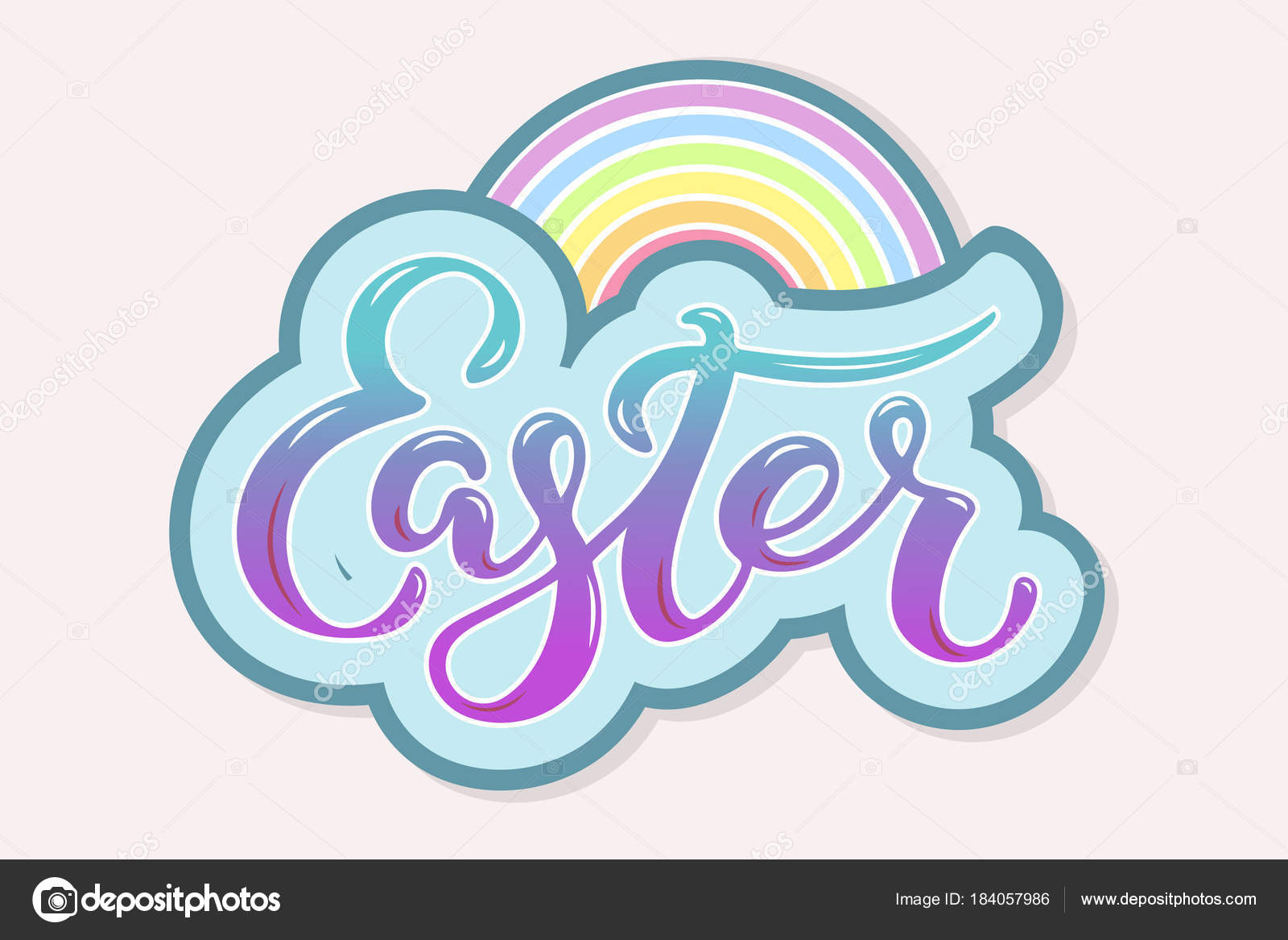 Easter Text Rainbow Isolated Background Hand Drawn Lettering Easter ...