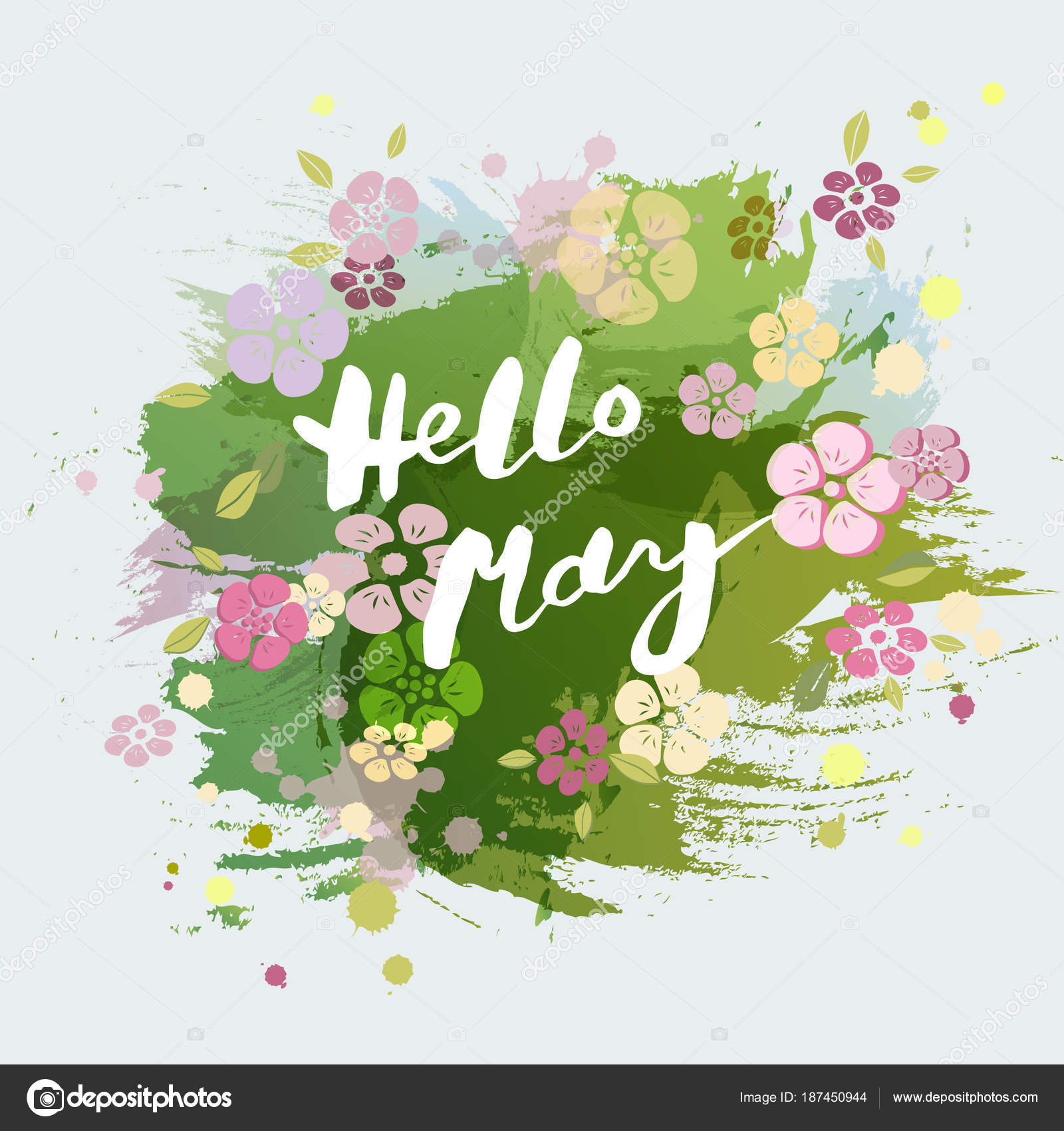 Handgeschreven Belettering Hello Mei Geïsoleerd Aquarel Imitatie ...